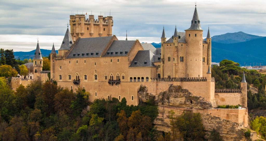 The ancient Alcázar Castle in Segovia, Spain.